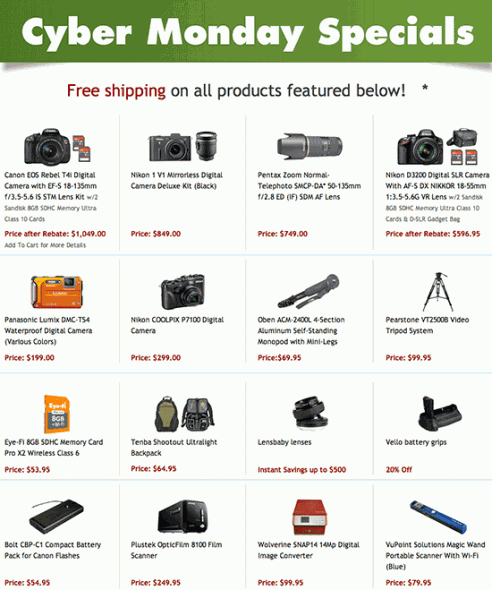 Cyber Monday specials - Photo Rumors