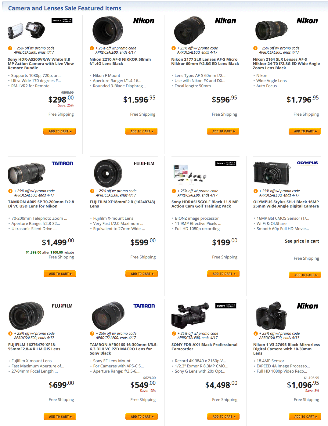 Too good to be true: 25% on selected Nikon, Canon, Sony, Olympus and ...