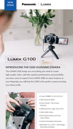 Panasonic Lumix G100 vlogging camera announced - Photo Rumors