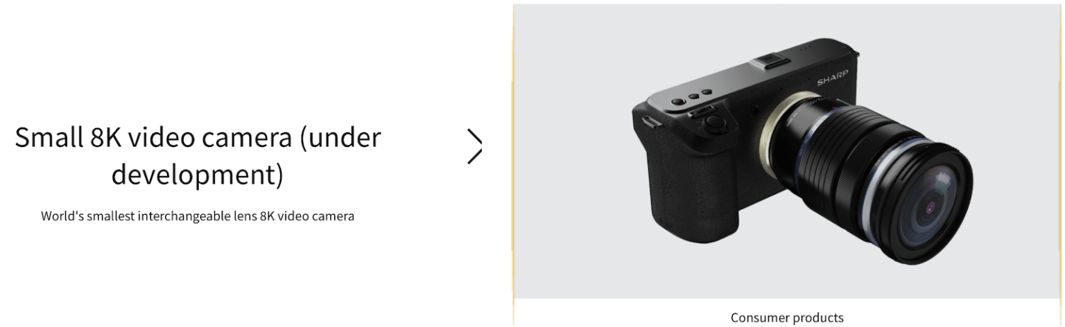 The world's smallest Sharp 8k interchangeable MFT lens video camera ...