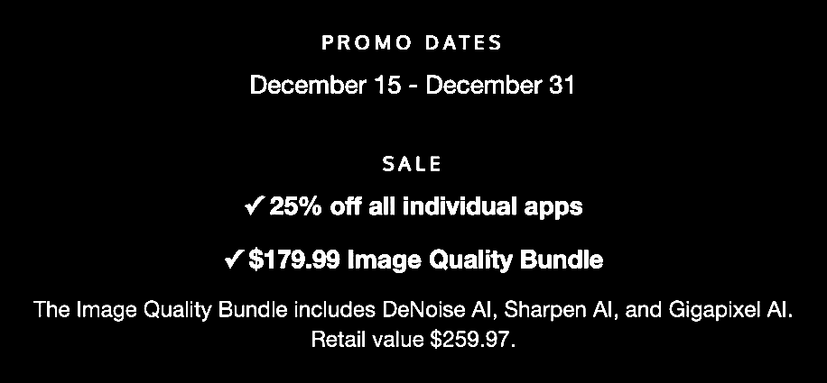 New Topaz Labs holiday promo now live - Photo Rumors