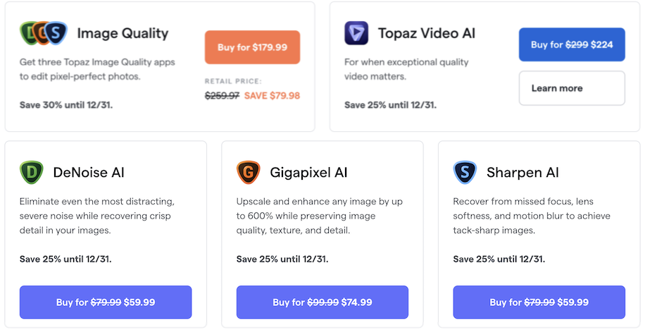 New Topaz Labs holiday promo now live - Photo Rumors