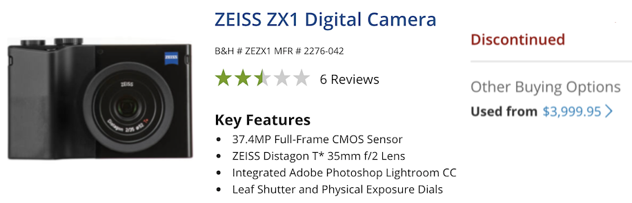 RIP Zeiss ZX1: the 37.4MP $6,000 full-frame fixed lens camera nobody ...
