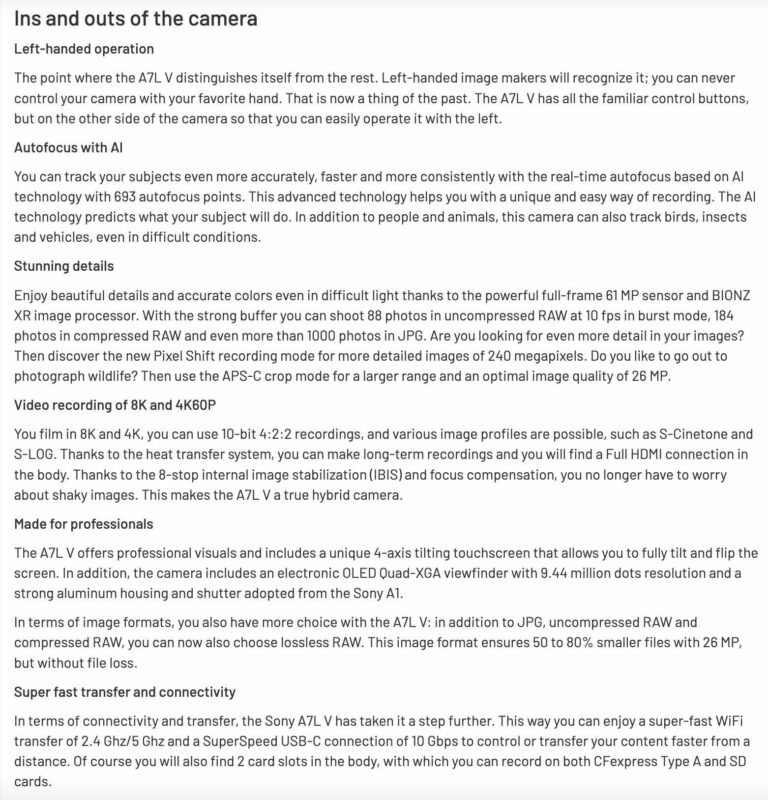 Sony A7L V leaked online - the first camera for left-handed ...