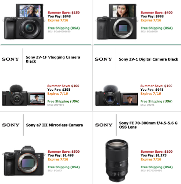 New Sony Summer Sale launched in the US - Photo Rumors