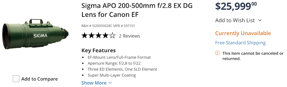 The end of an era: the Sigma APO 200-500mm f/2.8 (Bigma) lens is ...