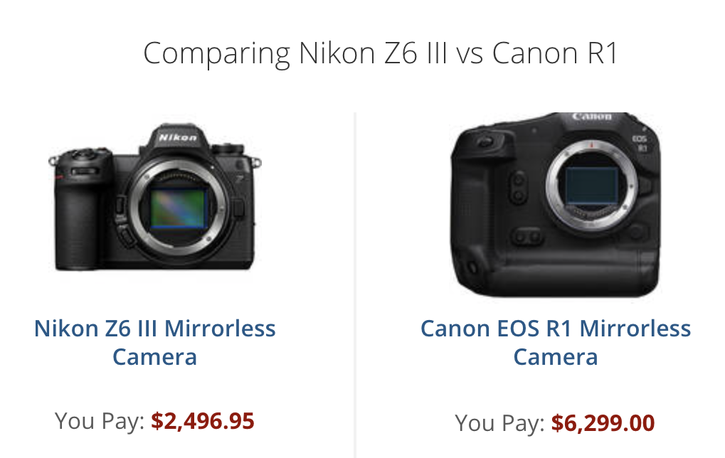 Comparing the new Canon EOS R5II and R1 camera specifications with the ...