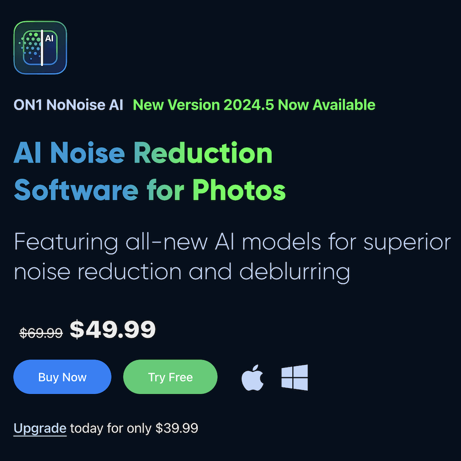 ON1 NoNoise AI 2024.5 launched (AI noise reduction) - Photo Rumors