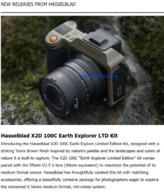 New Hasselblad X2D 100C "Earth Explorer" limited edition kit in "Tundra ...