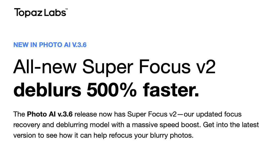 Topaz Photo AI v3.6.0 released: refocus blurry photos 500% faster ...