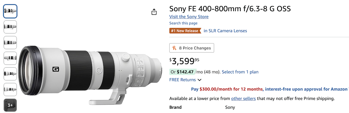 The first Sony price increase is already here: the Sony FE 400-800mm f ...