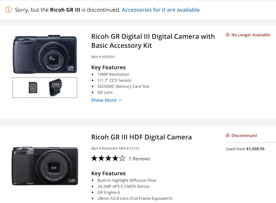 Ricoh GR III camera discontinued - Photo Rumors