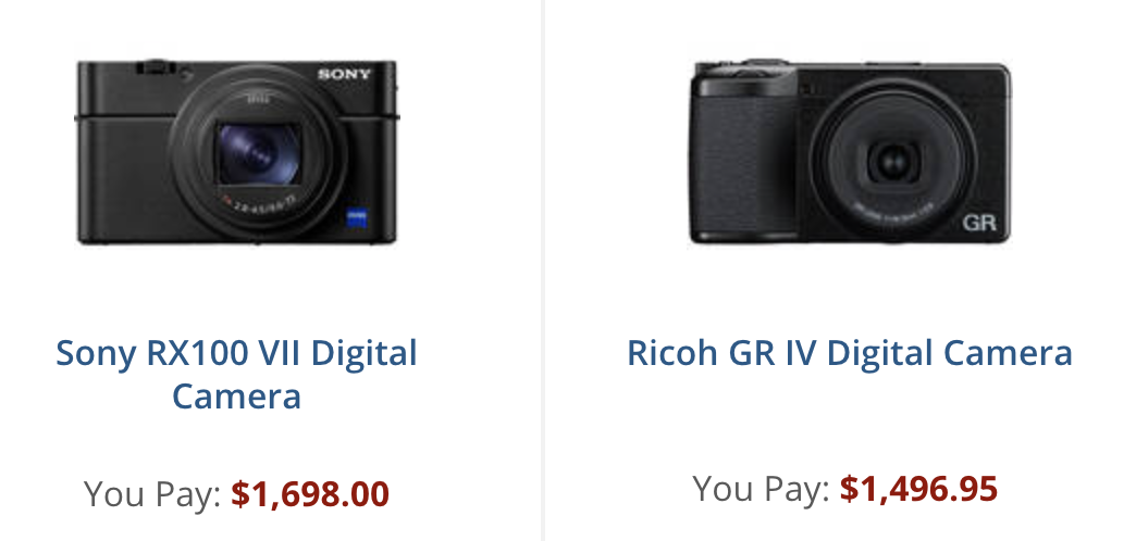 The 6 years old Sony RX100 VII is more expensive than the new Ricoh GR IV camera - Photo Rumors