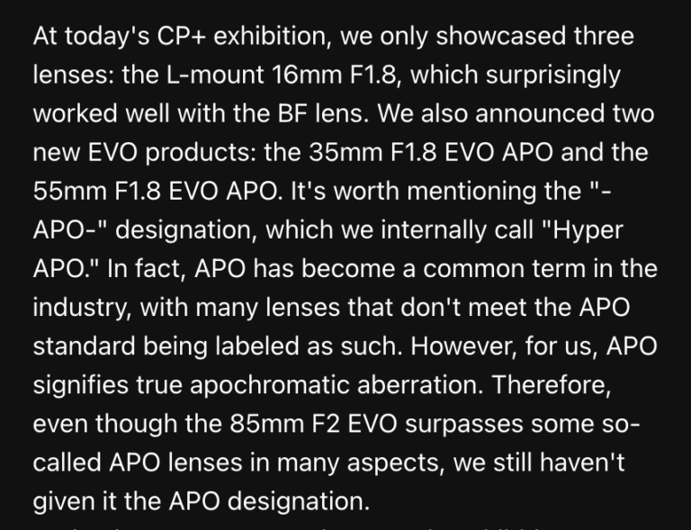 The upcoming Viltrox Evo lenses surpass the performance of existing APO ...